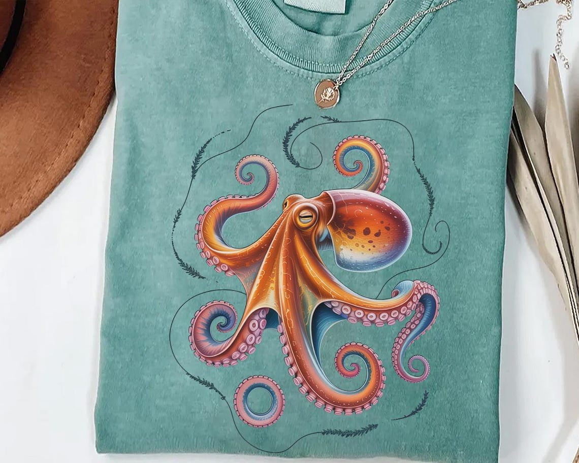 Colorful Octopus Graphic Tee: Ocean Animal Shirt, Diver Gift TSHIRT All ...