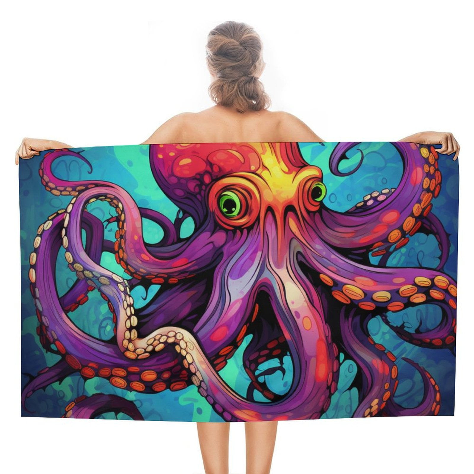 Colorful Octopus Microfiber Beach Towel Lightweight 63''x32'' Oversized ...
