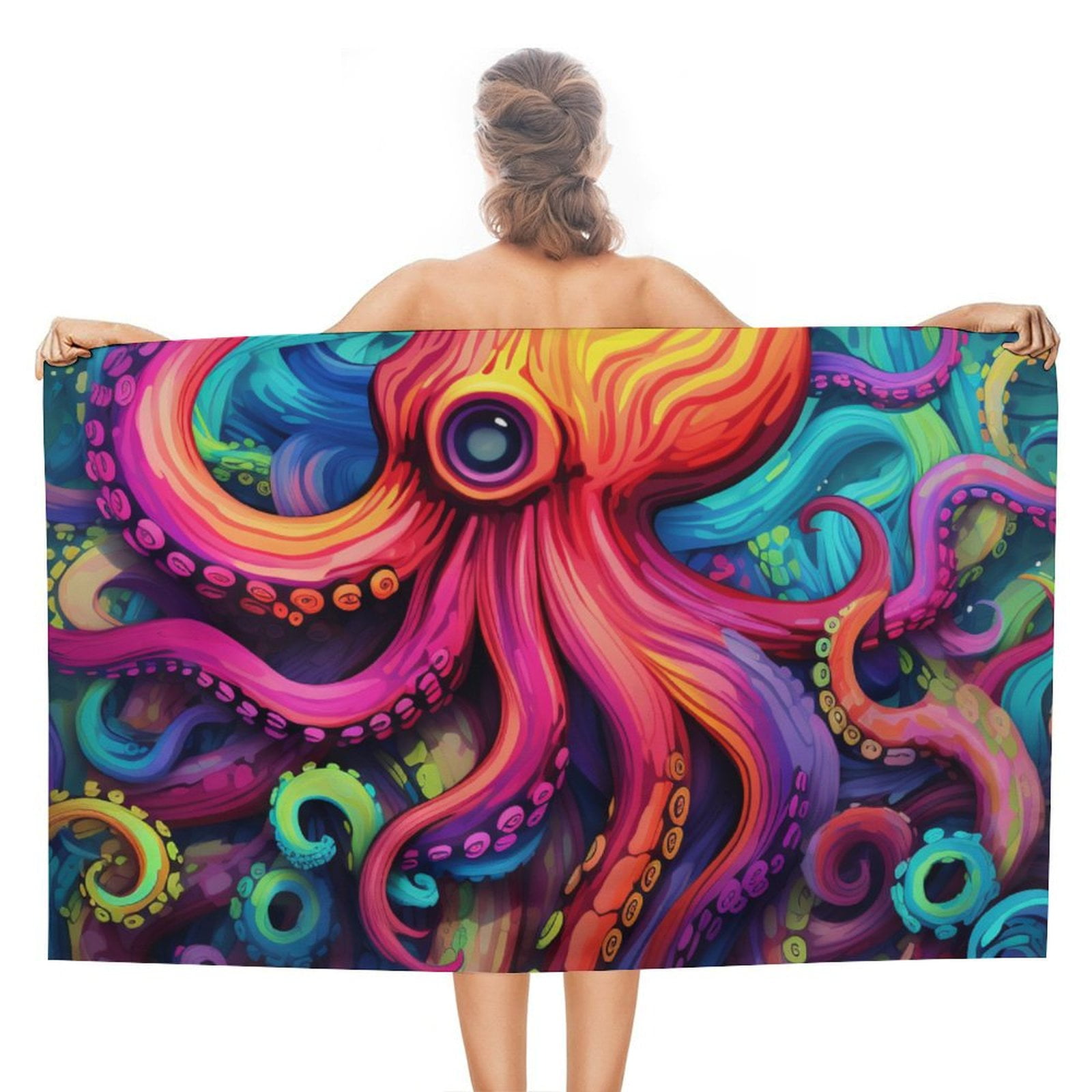 Colorful Octopus Microfiber Beach Towel Lightweight 63''x32'' Oversized ...