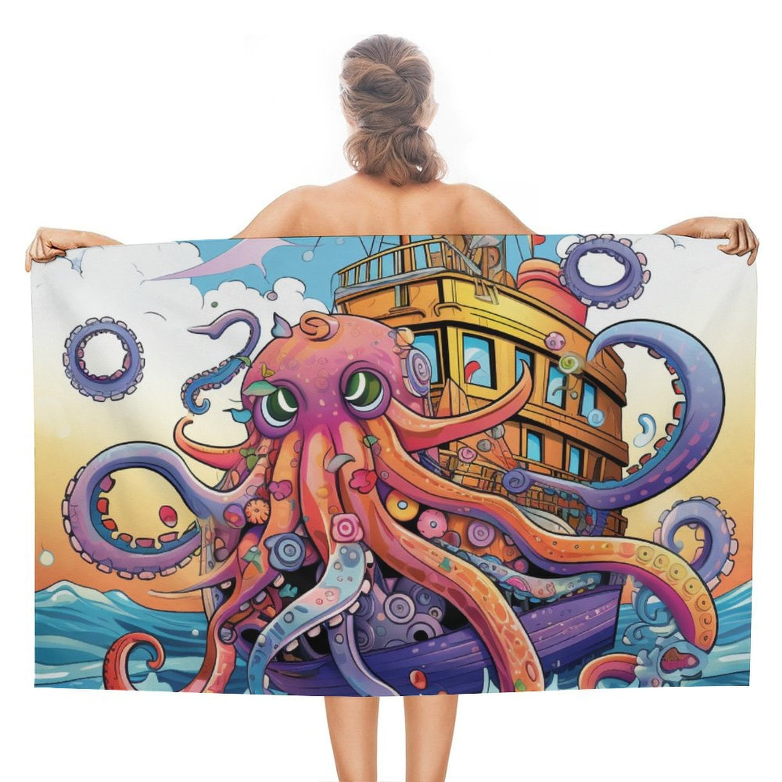 Colorful Octopus Microfiber Beach Towel Lightweight 63''x32'' Oversized ...