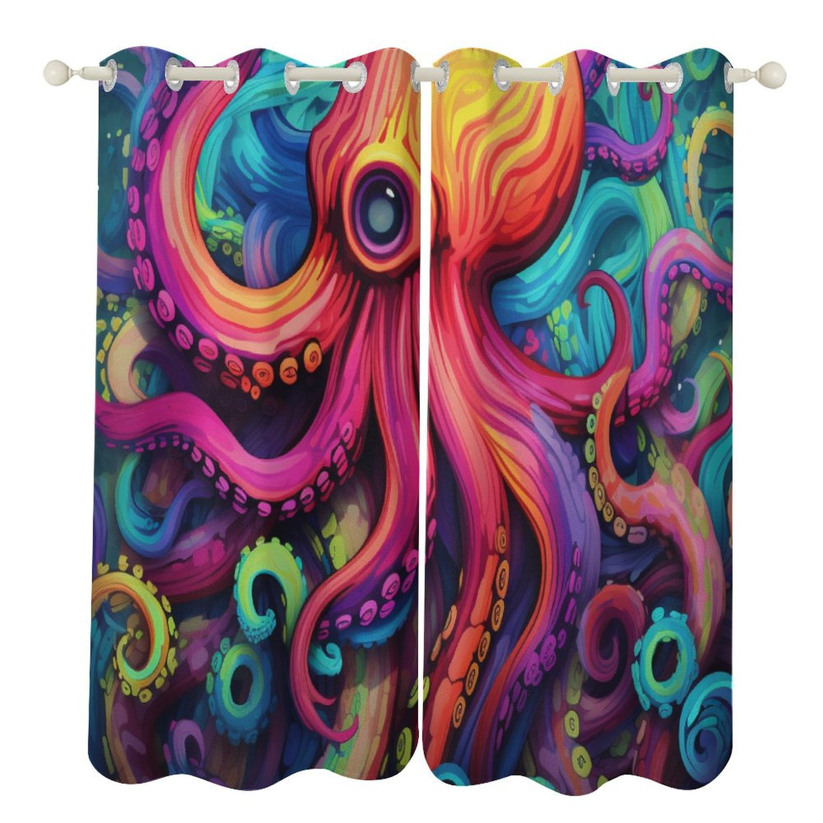Colorful Octopus Modern Window for Living Room Curtains for Child ...