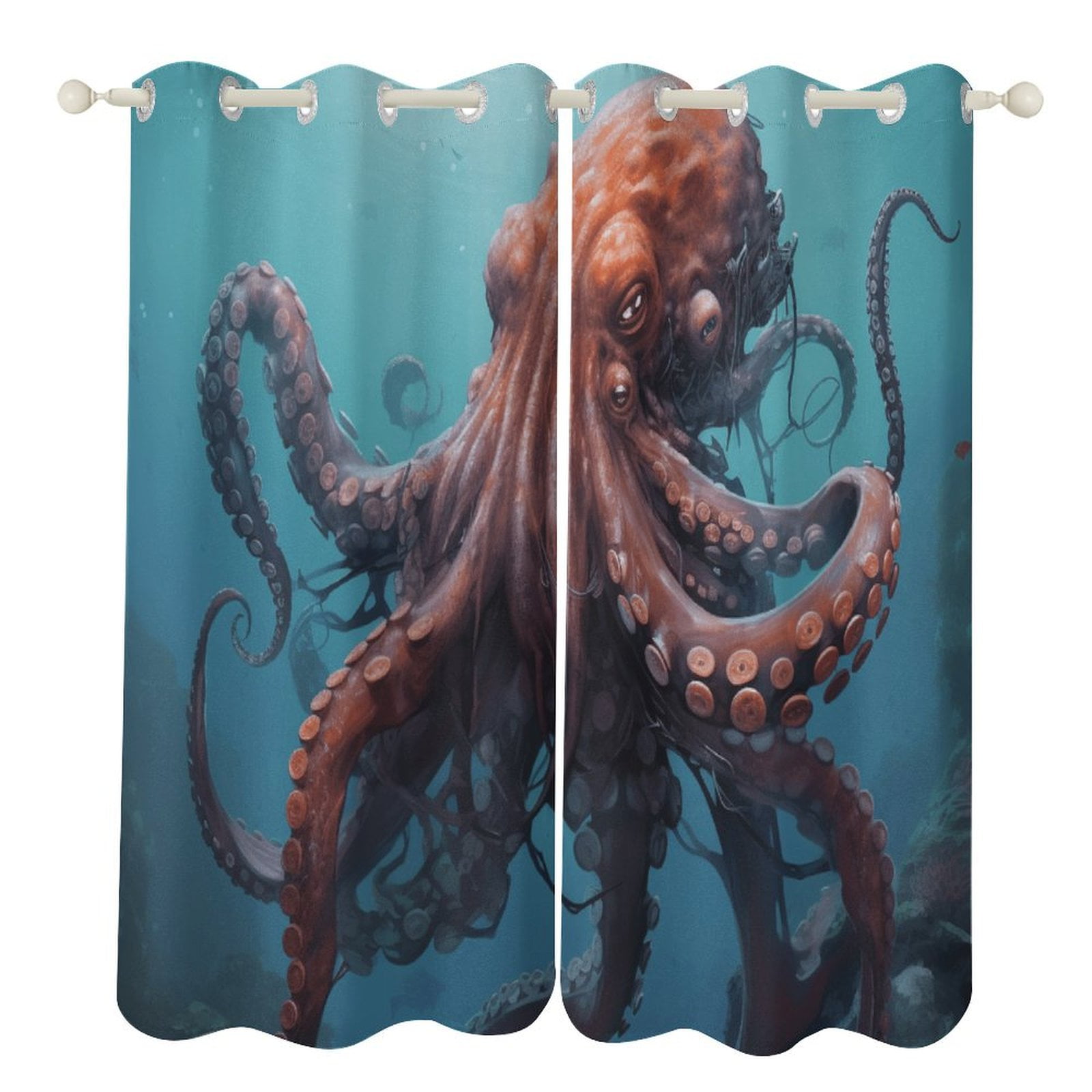 Colorful Octopus Modern Window for Living Room Curtains for Child ...