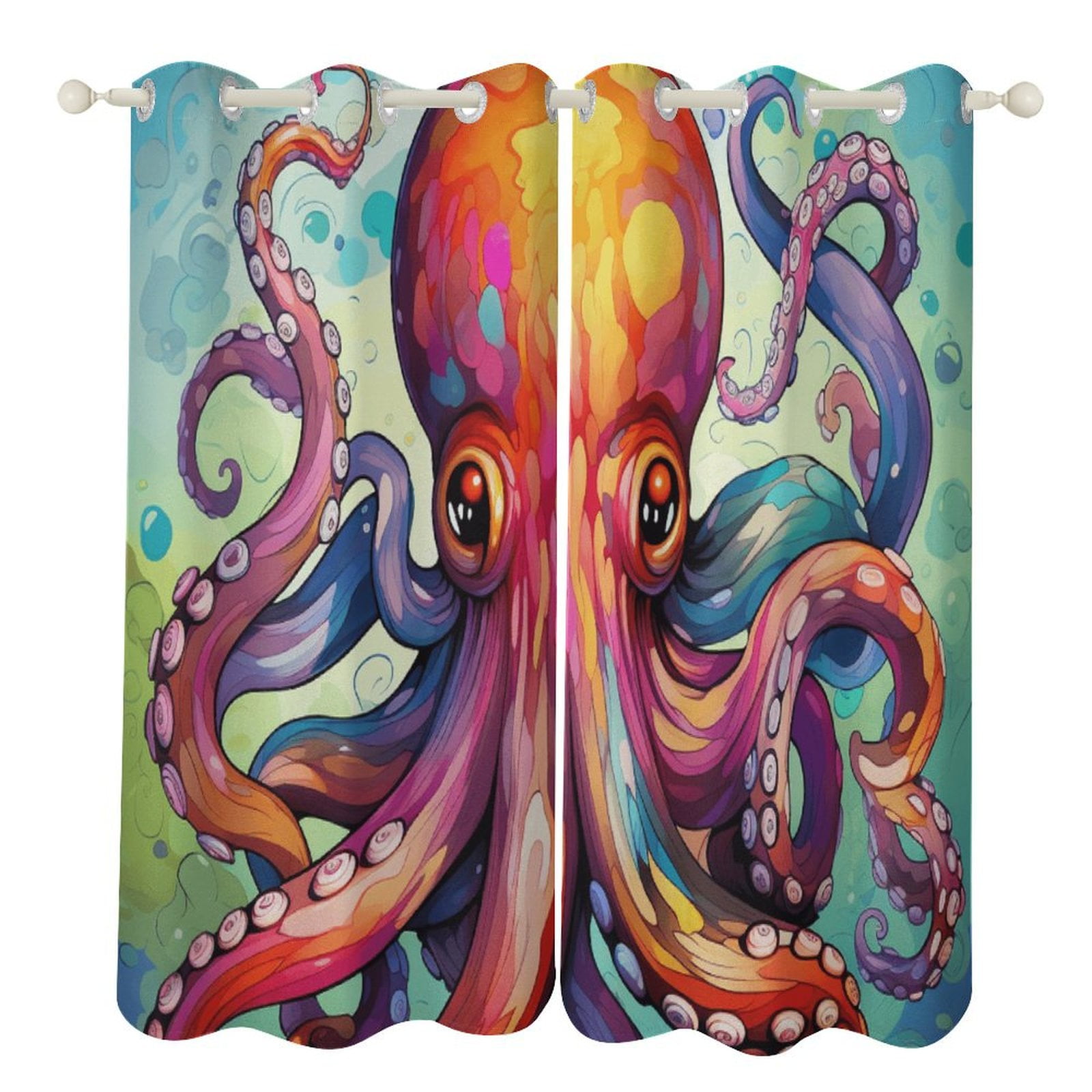 Colorful Octopus Modern Window for Living Room Curtains for Child ...
