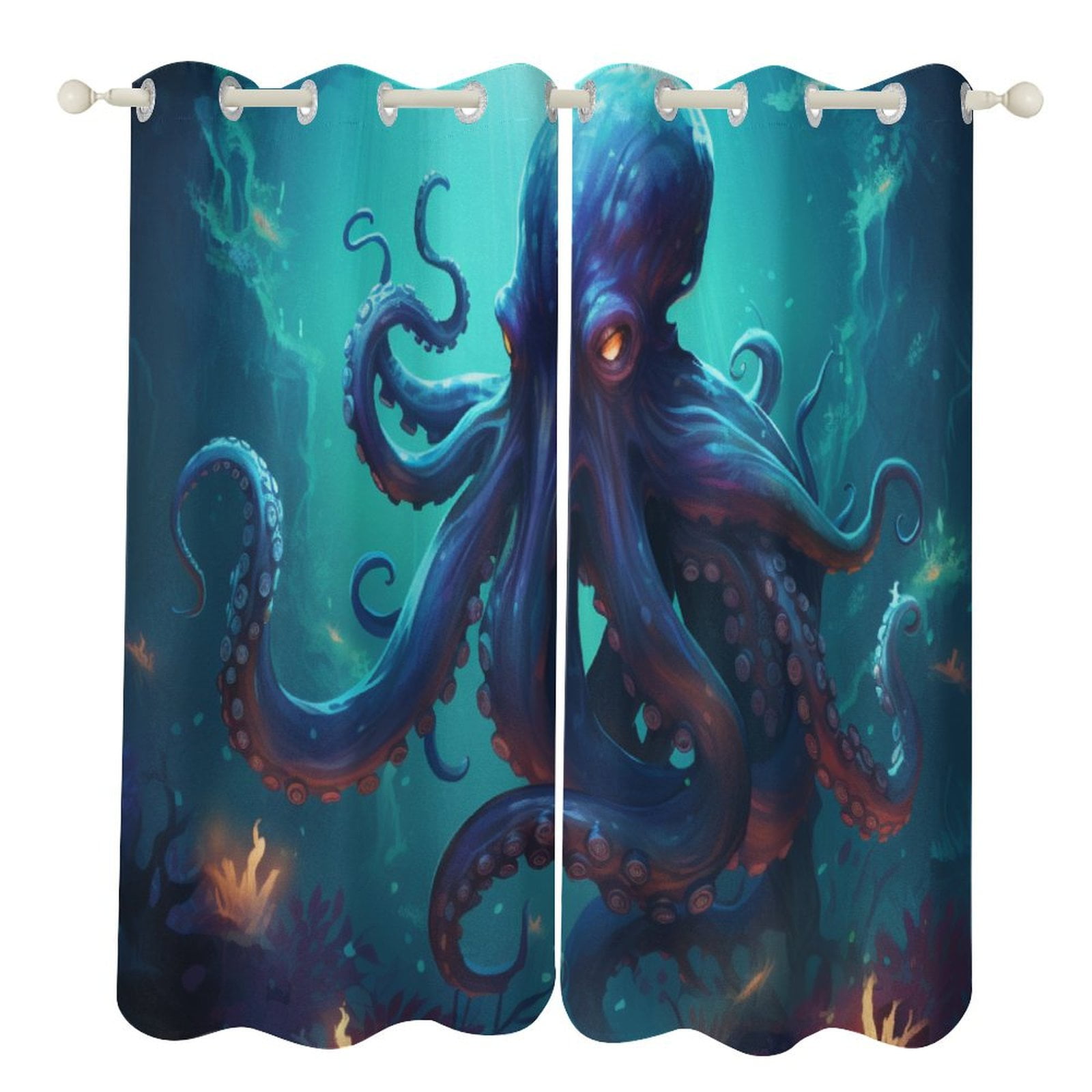 Colorful Octopus Modern Window for Living Room Curtains for Child ...