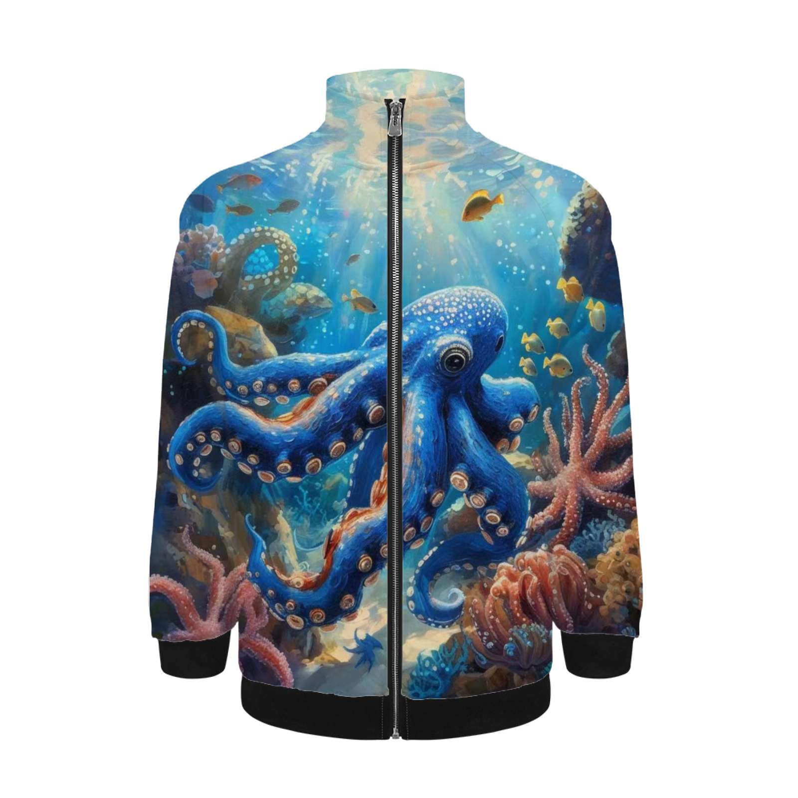 Colorful Octopus Seabed Jacket Men's Street Cool Long Sleeves Coat ...