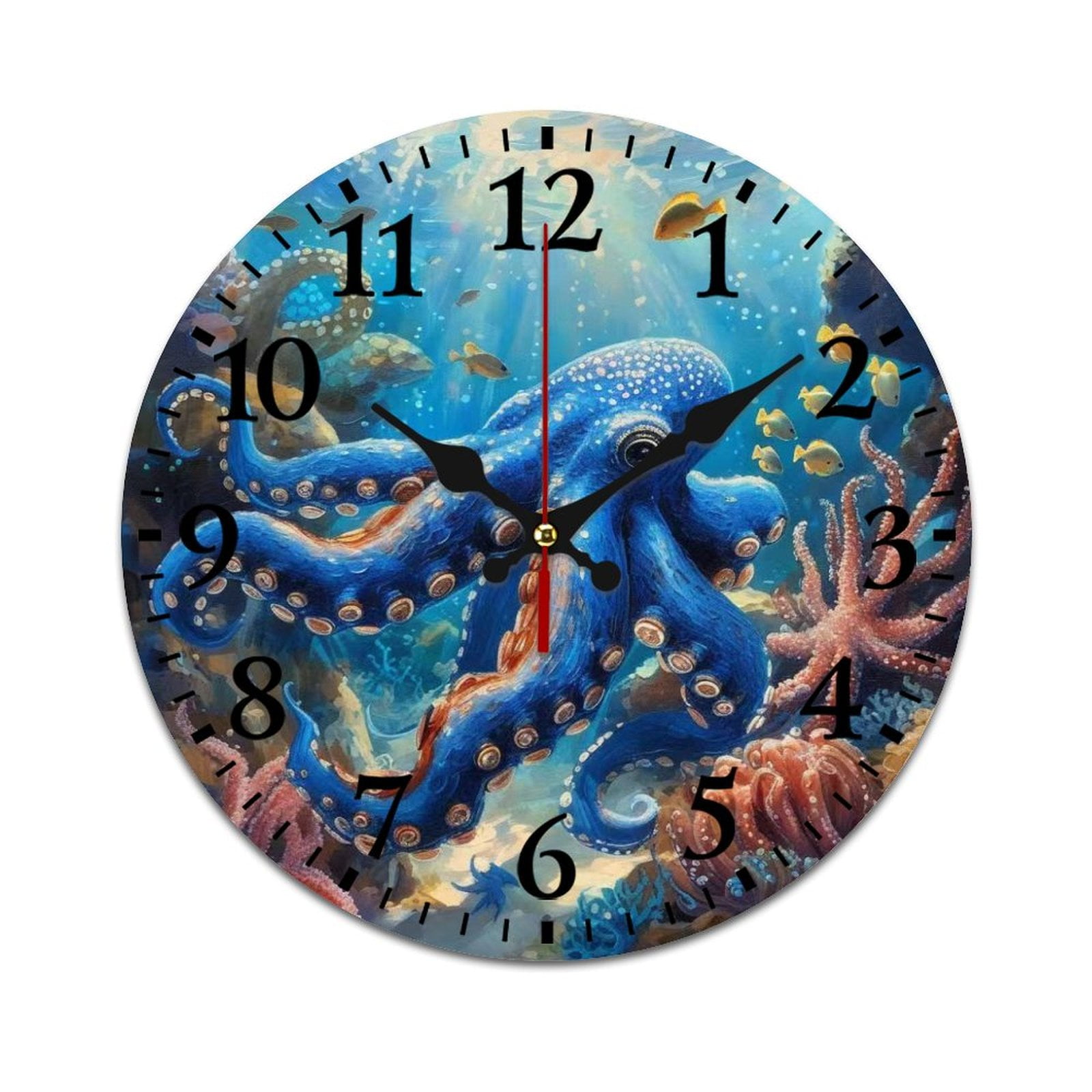 Colorful Octopus Seabed Wall Clock Modern Design Clocks Wall Hanging ...