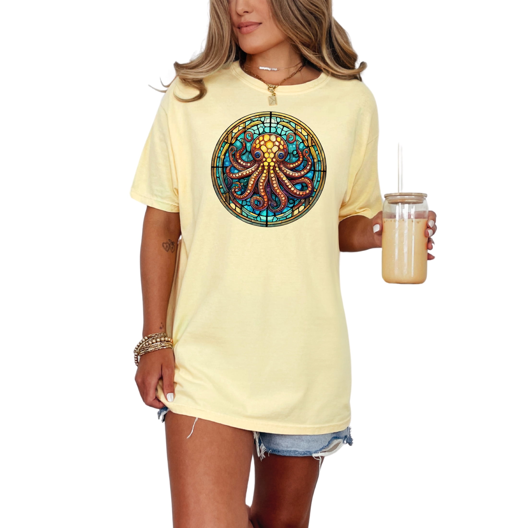 Colorful Octopus T-Shirt, Sea Life Graphic Tee, Ocean Animal Shirt ...