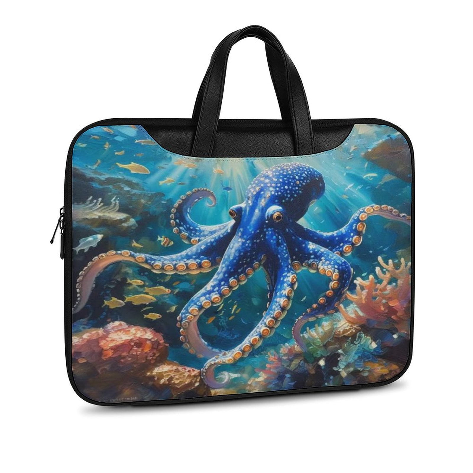 Colorful Octopus Under The Sea PU Leather Laptop Bag Women Man Office ...