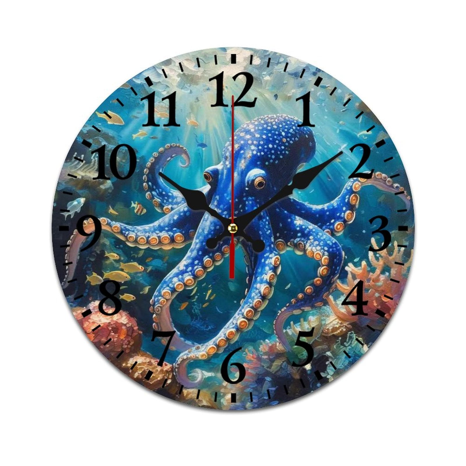 Colorful Octopus Under The Sea Wall Clock Modern Design Clocks Wall ...