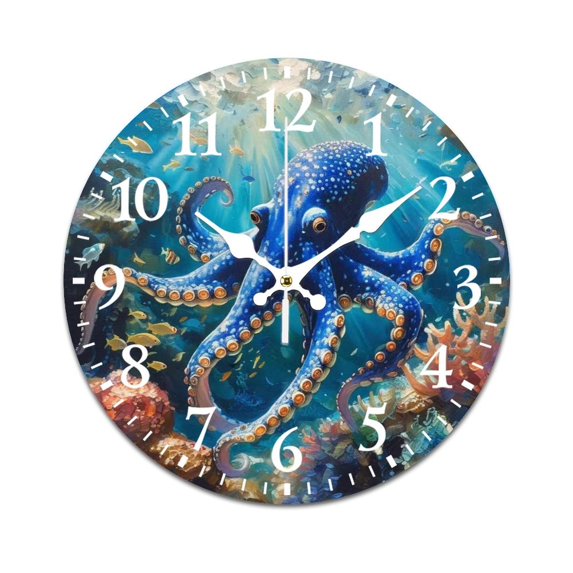 Colorful Octopus Under The Sea Wall Clock Modern Design Clocks Wall ...