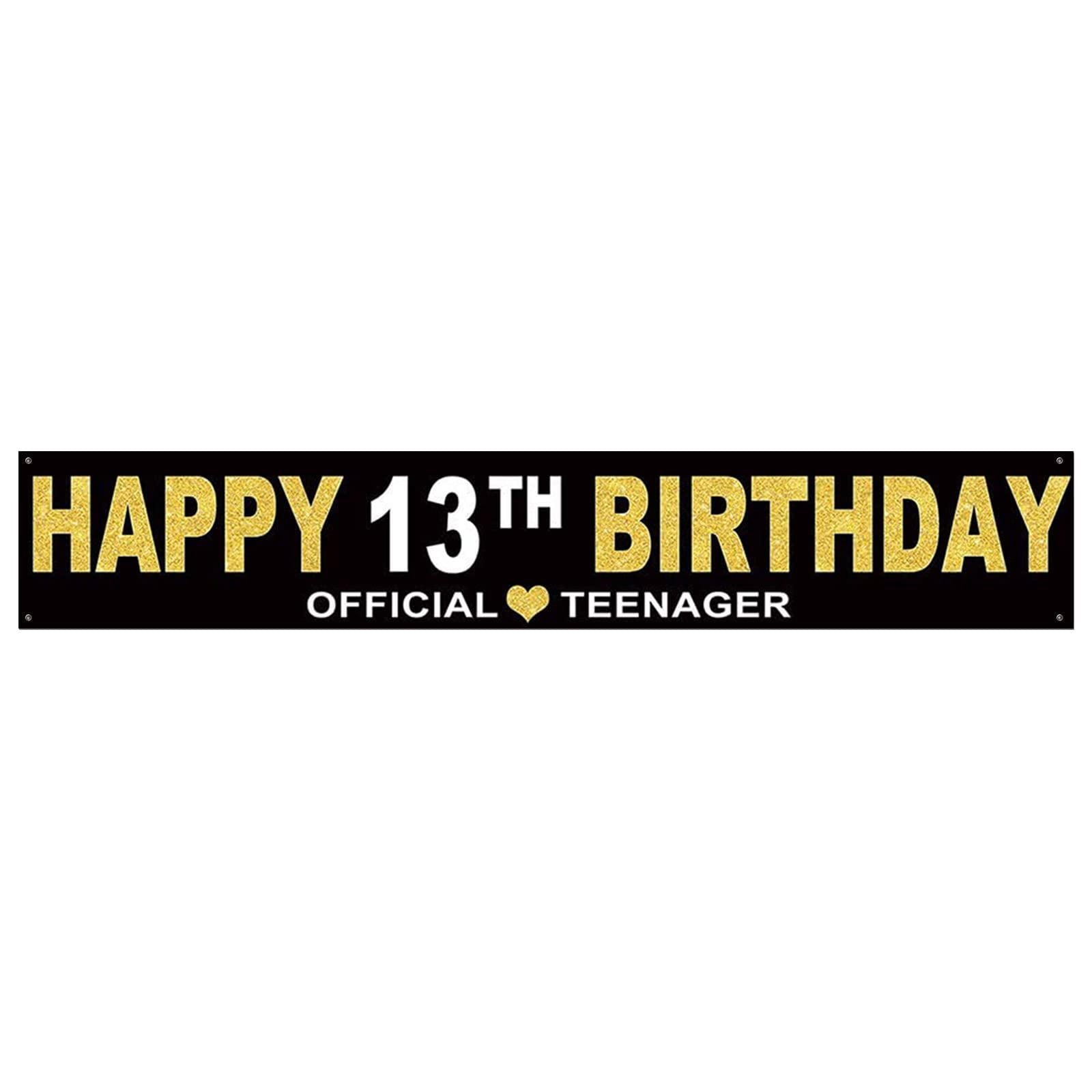 Colorful Official Teenager Banner for Outdoor Yard Happy 13th Birthday ...