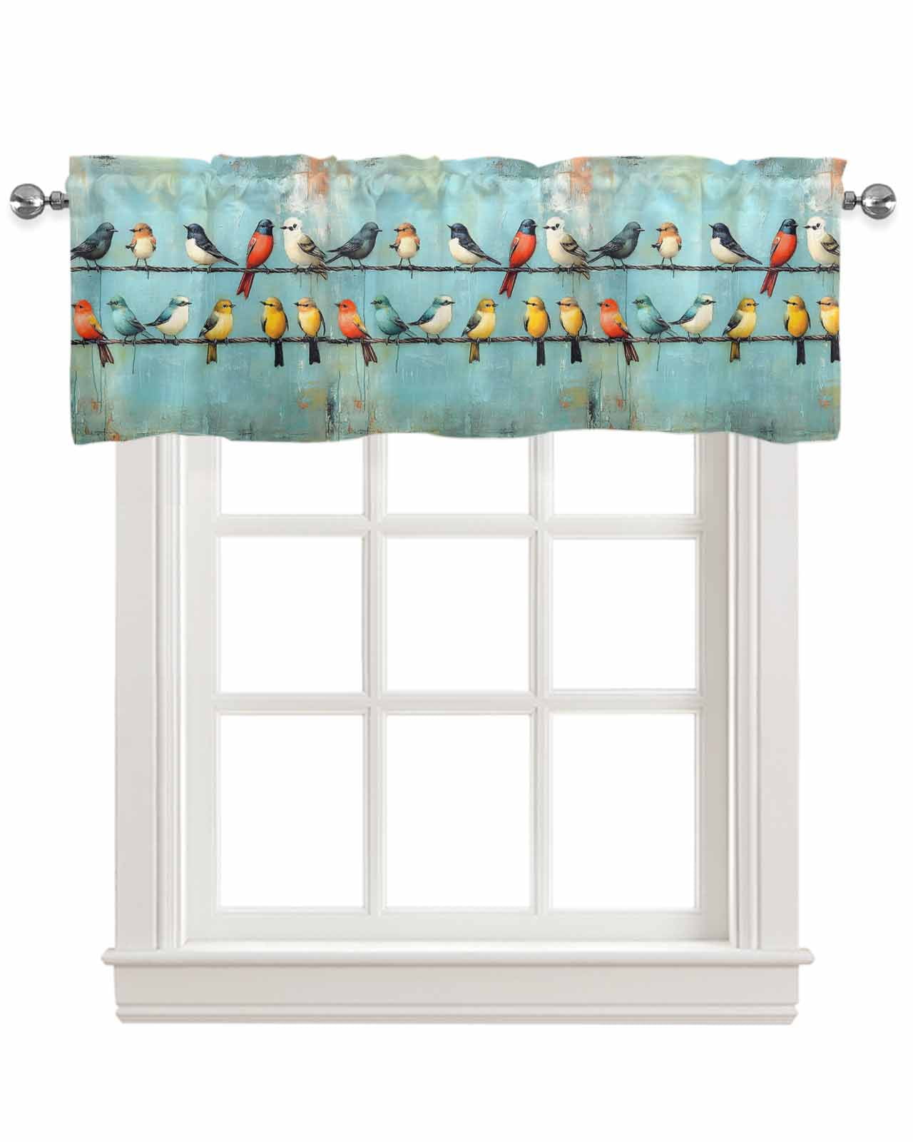 Colorful Oil Painting Kitchen Valances for Windows Farmhouse Linen ...
