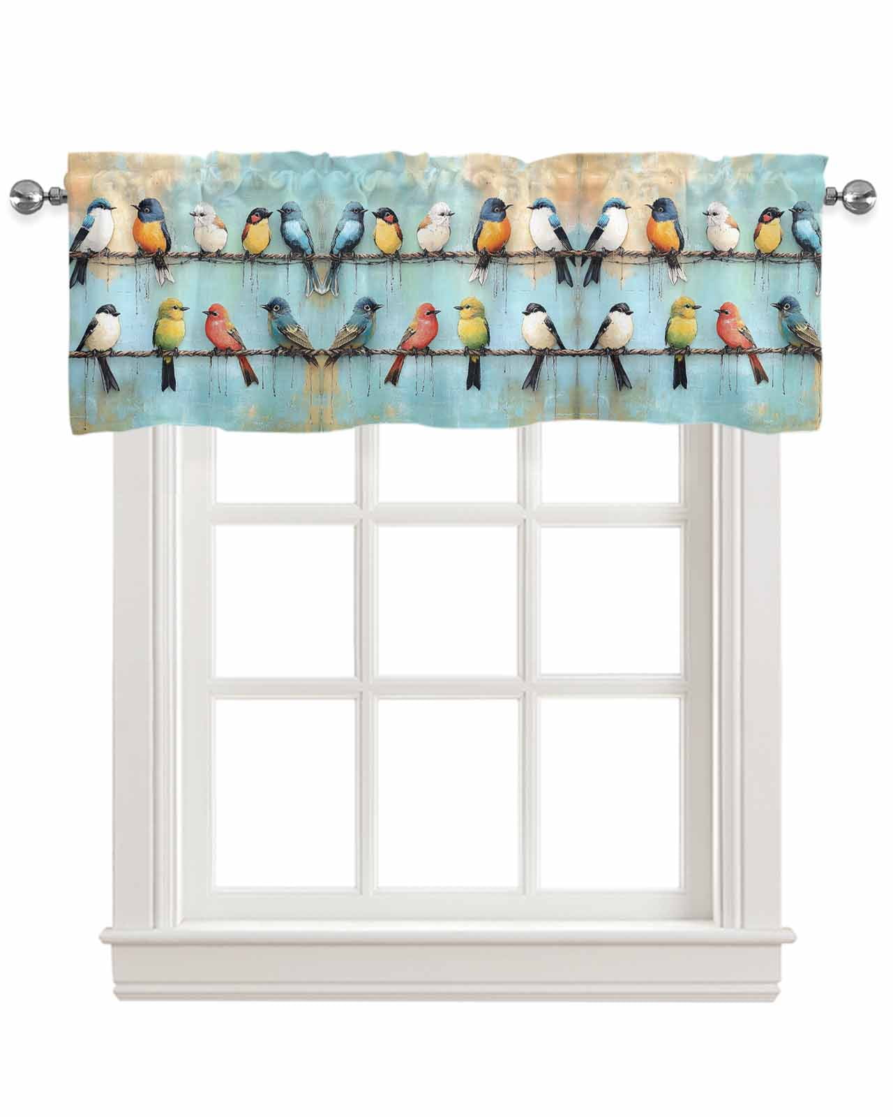 Colorful Oil Painting Kitchen Valances for Windows Farmhouse Linen ...