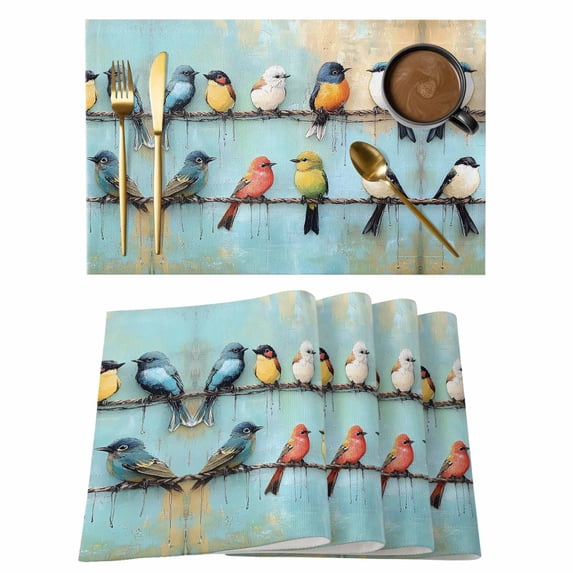 Colorful Oil Painting Placemats Set of 8, Cotton Linen Fabric Place ...