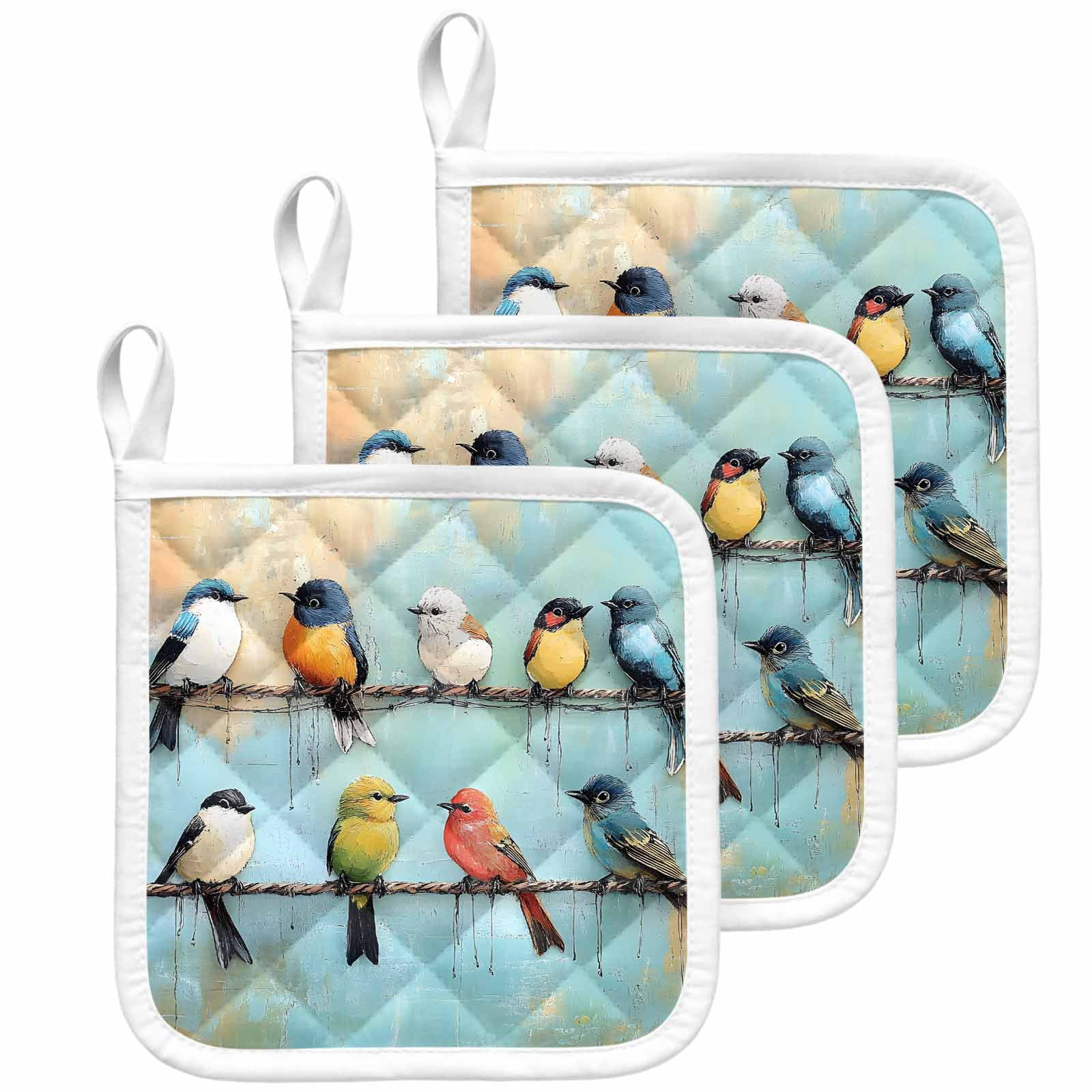 Colorful Oil Painting Pot Holders for Kitchen Heatproof Potholder, 3 ...