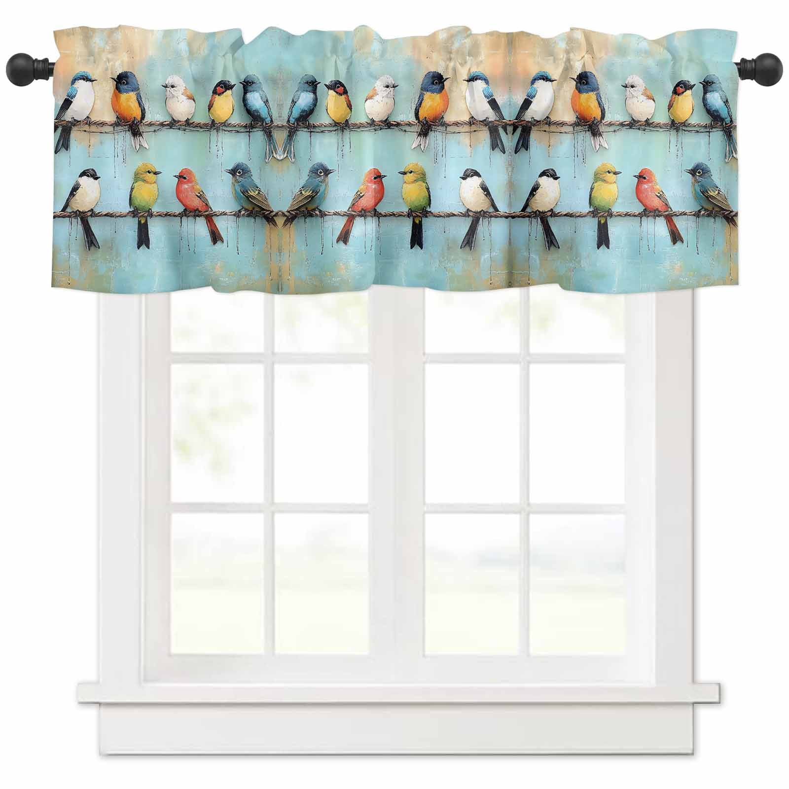 Colorful Oil Painting Valances for Windows Farmhouse Kitchen Curtains ...
