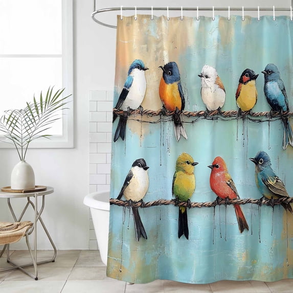Colorful Oil Painting Waterproof Fabric Shower Curtain,Vintage Spring ...