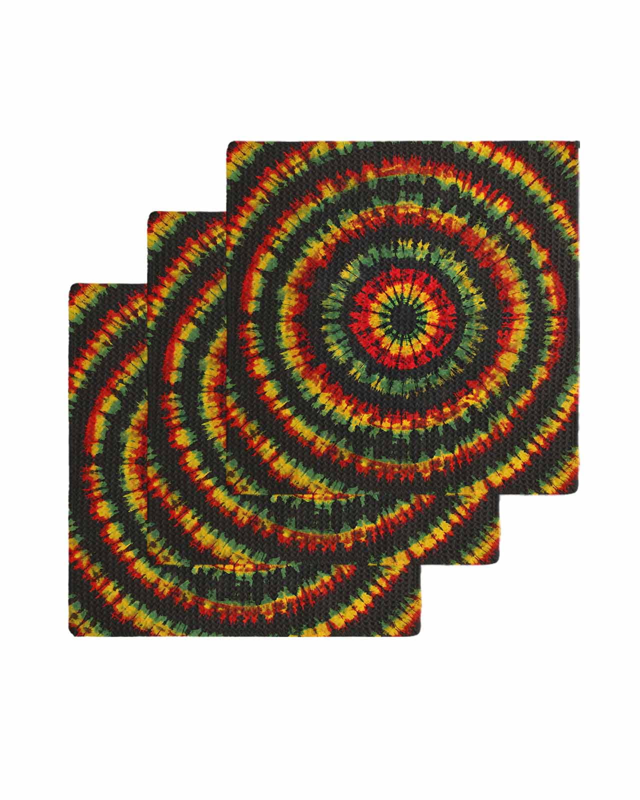 Colorful Ombre Boho Kitchen Dish Towels for Drying Dishes Set of 3, Retro Red Green Yellow ...