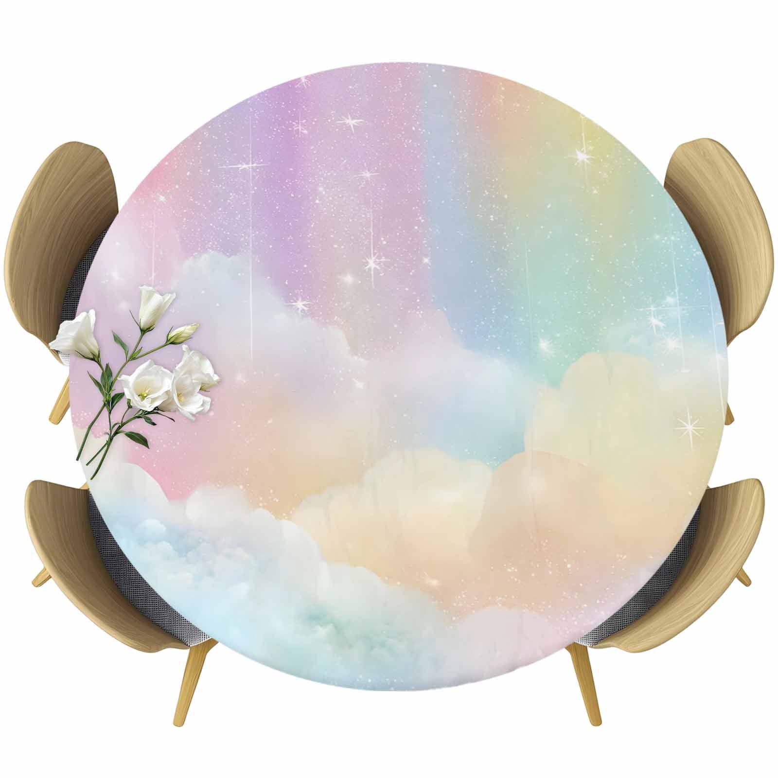 Colorful Ombre Round Tablecloth 45-54 Inch Round Fitted Table Cloth ...