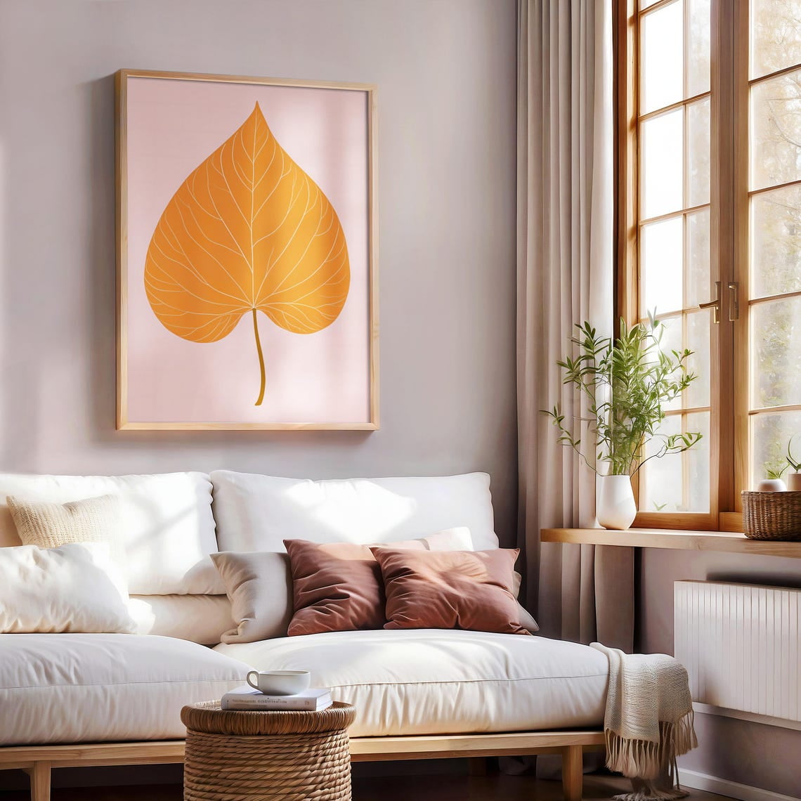 Colorful Orange Autumn Leaf Wall Art Bright Fall Colors Print Botanical ...