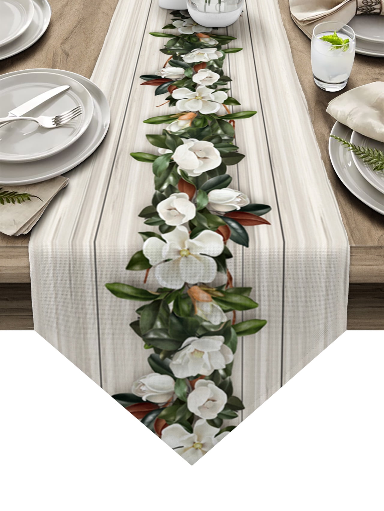 Colorful Orchid Flower Plant Art Cotton Linen Table Runner Dining Table ...
