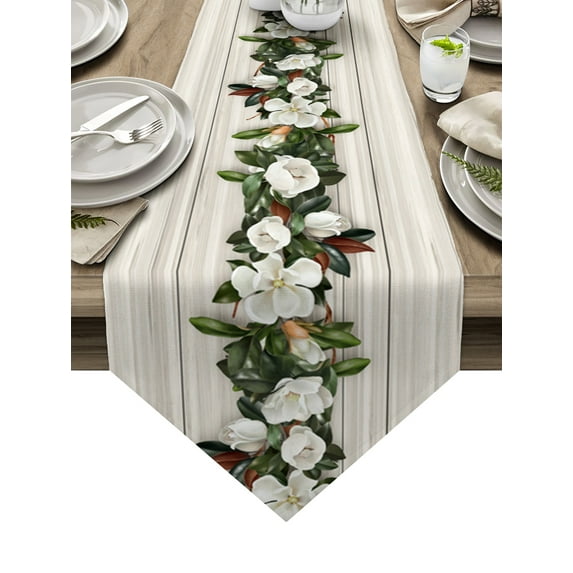 Colorful Orchid Flower Plant Art Cotton Linen Table Runner Dining Table ...