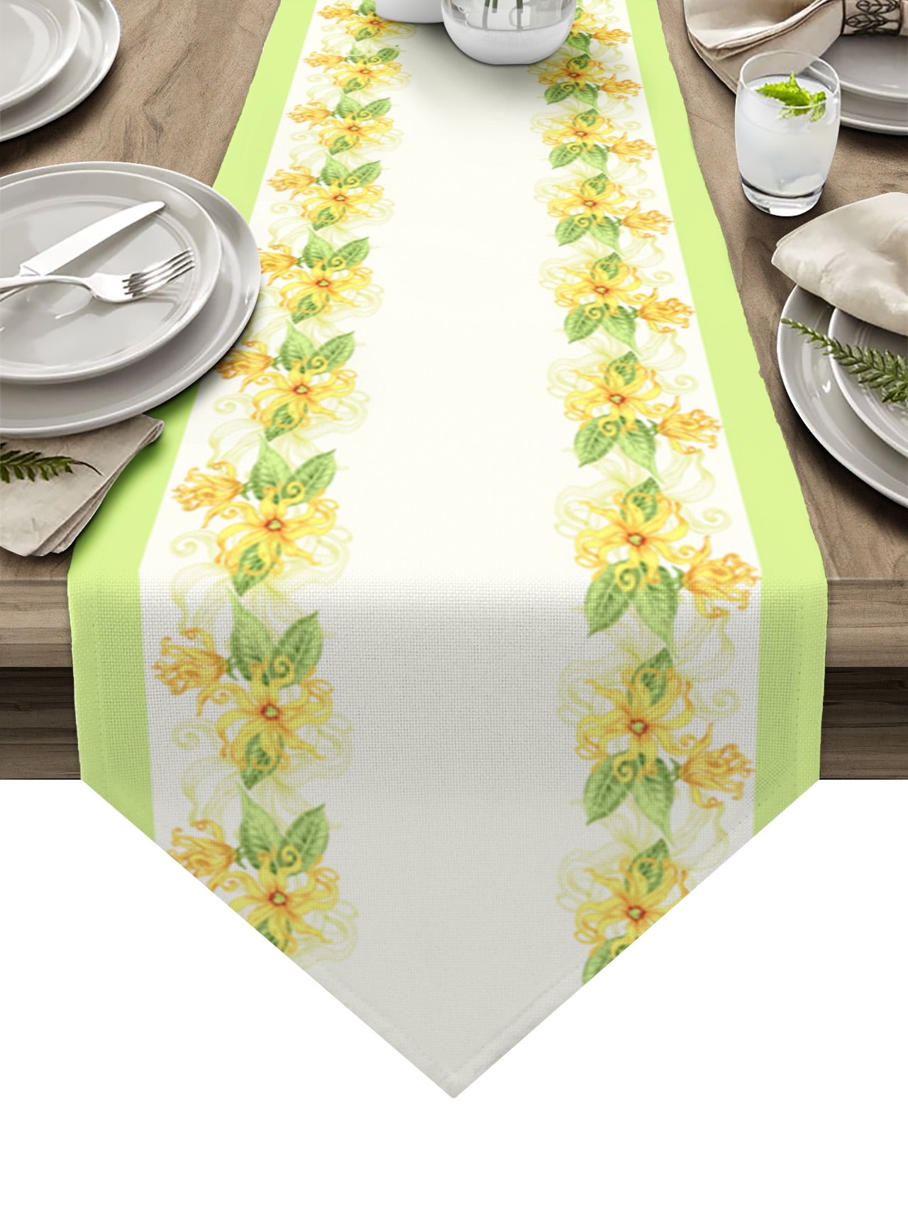 Colorful Orchid Flower Plant Art Cotton Linen Table Runner Dining Table ...