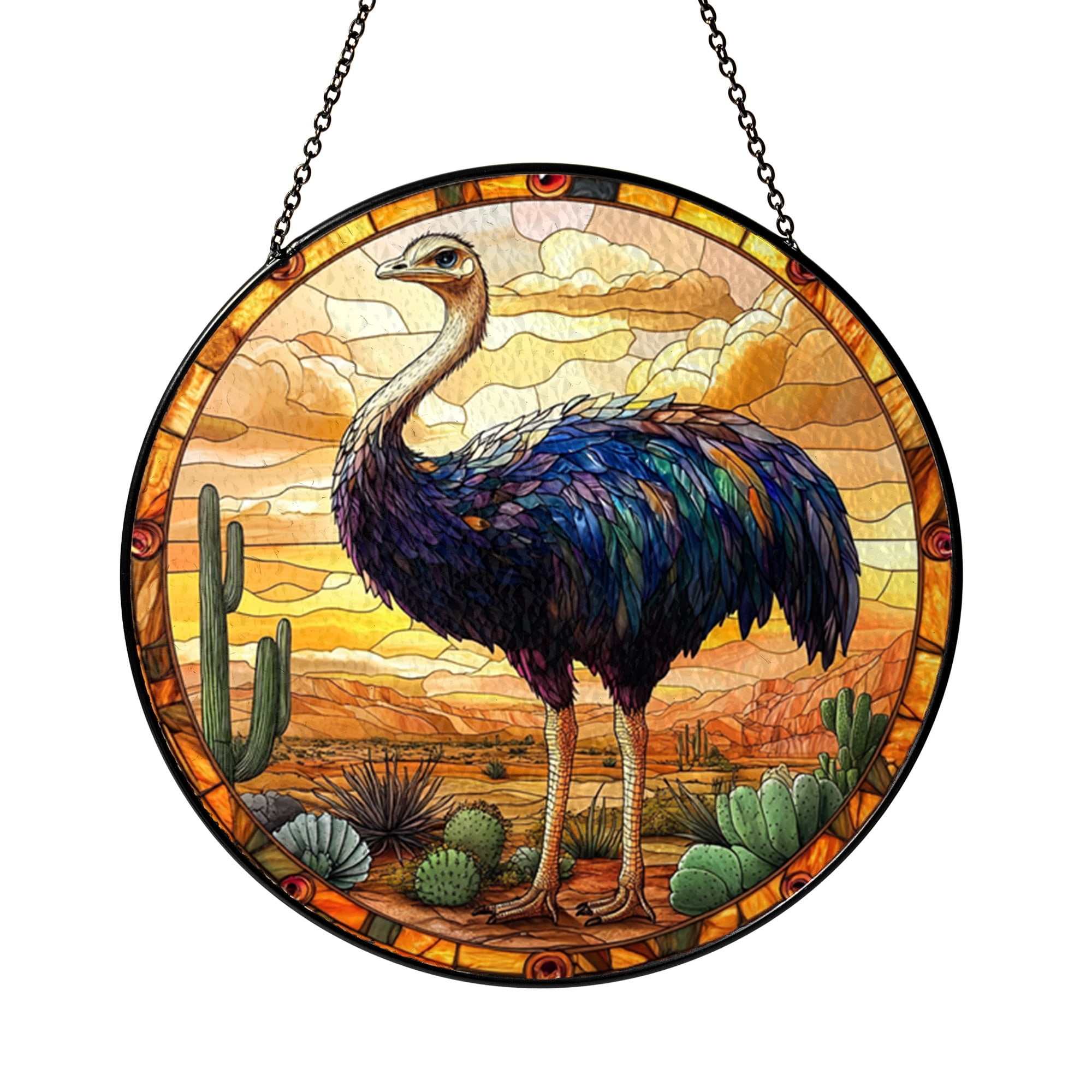 Colorful Ostrich Stained Glass Suncatcher – Desert Window Art - Walmart.com