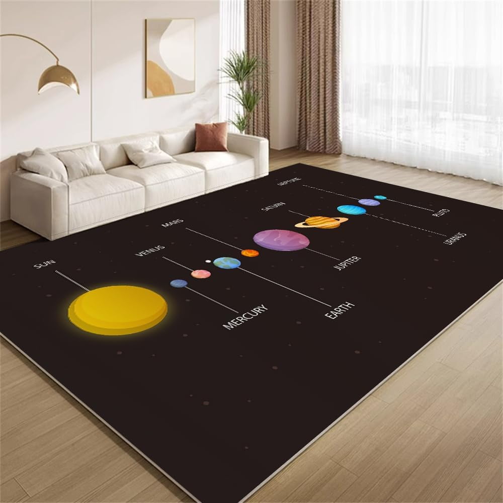 Colorful Outer Space Solar System Area Rug Planet Universe Bedroom Rugs ...