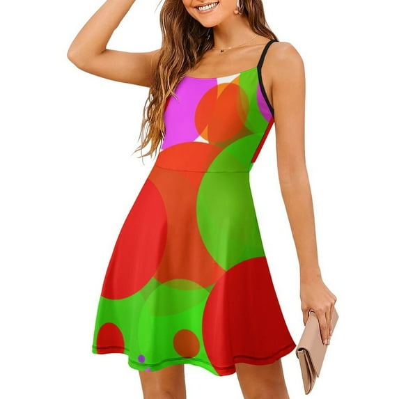 Colorful Overlapping Circles Abstract Art Slip Dress Dress Summer ...