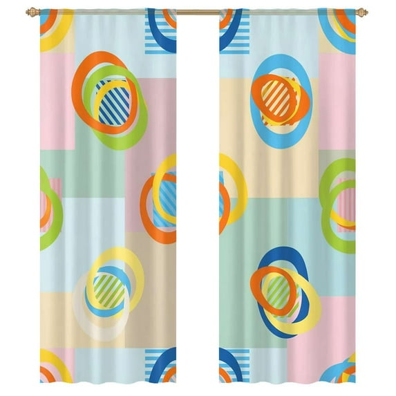 Colorful Overlapping Circles Geometric Pattern Tulle Curtains For ...