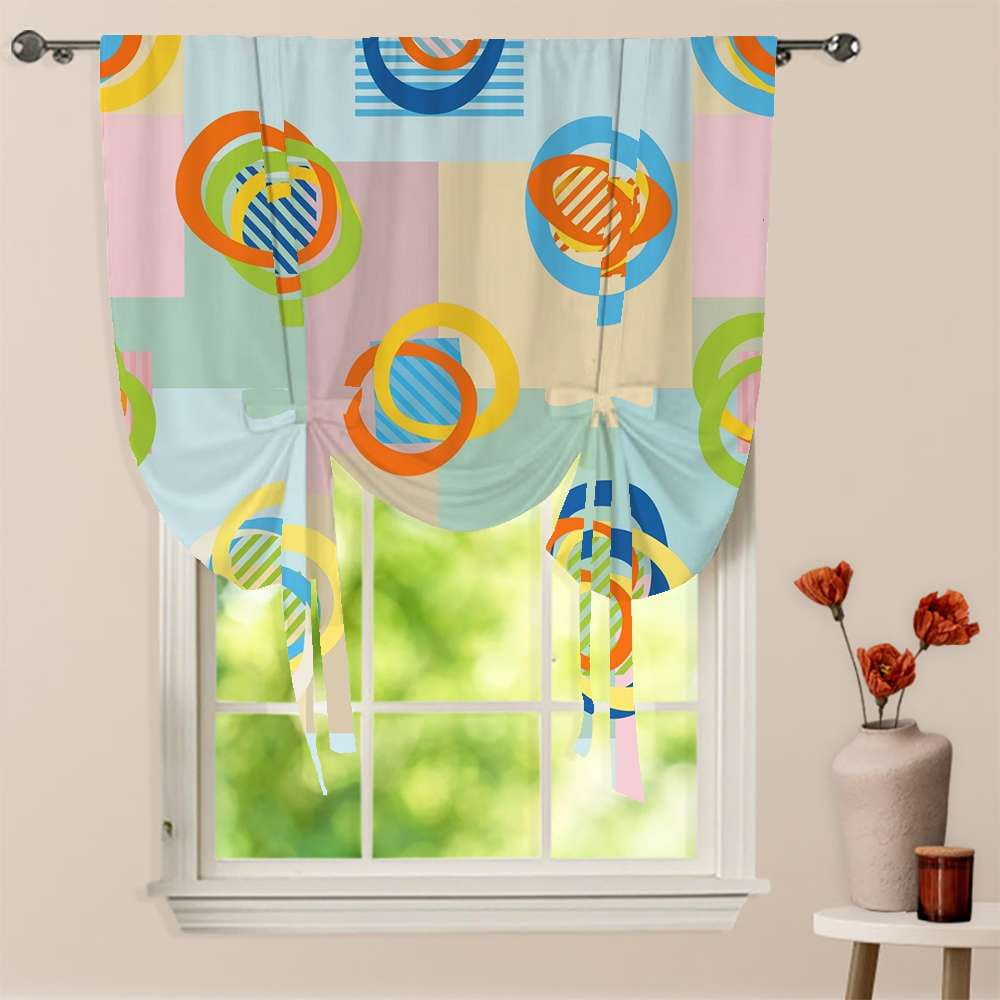 Colorful Overlapping Circles Geometric Pattern Window Curtain for ...