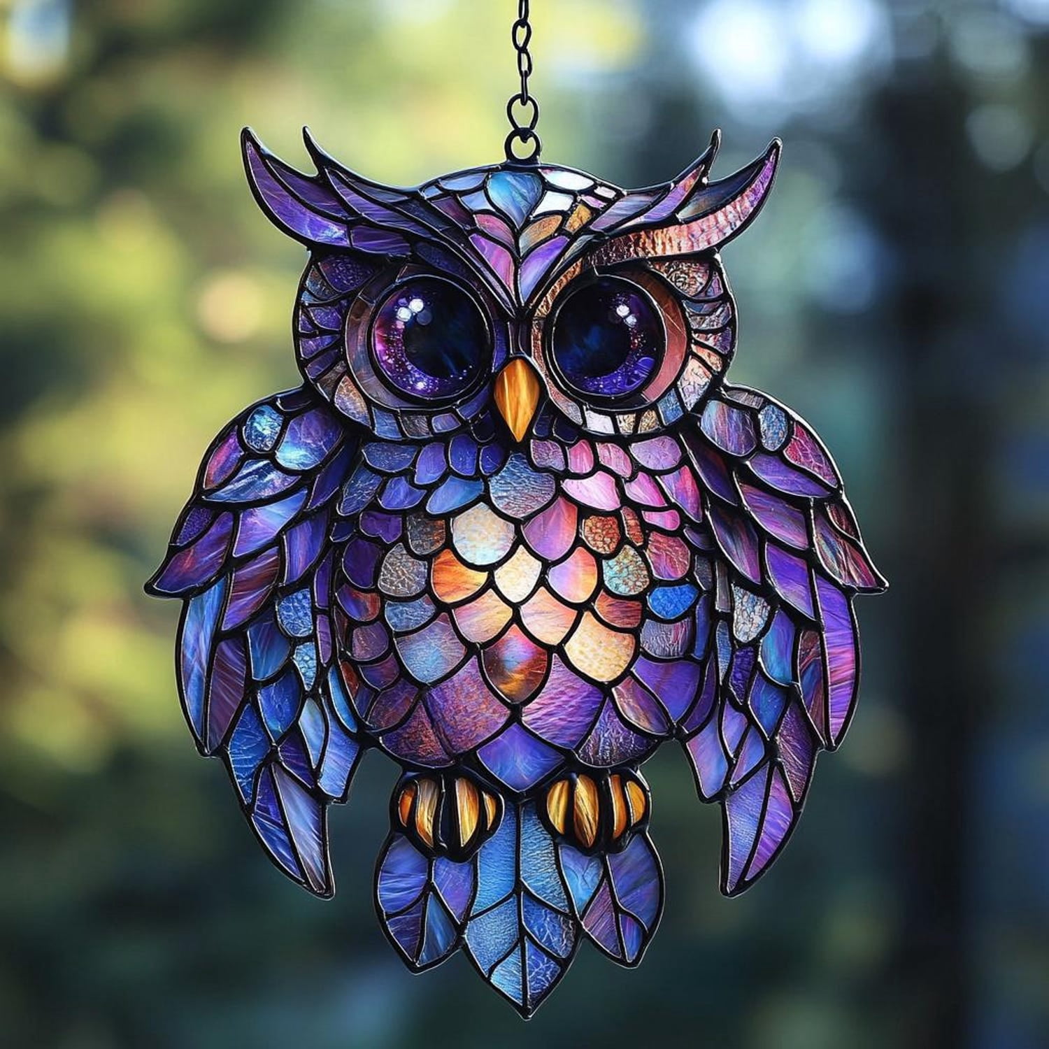 Colorful Owl ACRYLIC Faux Stained Glass Suncatcher – Boho Window ...