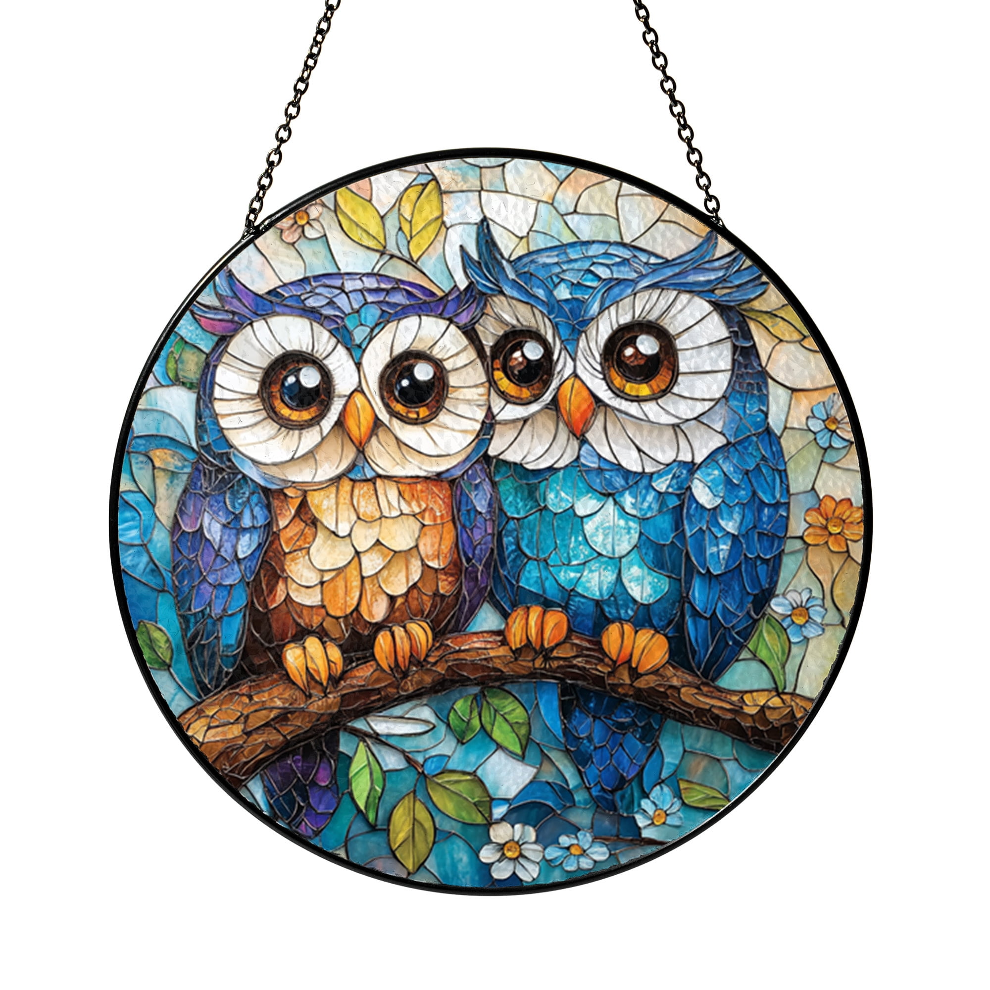 Colorful Owl Ceramic Suncatcher – Stained Glass Style Window Decor ...