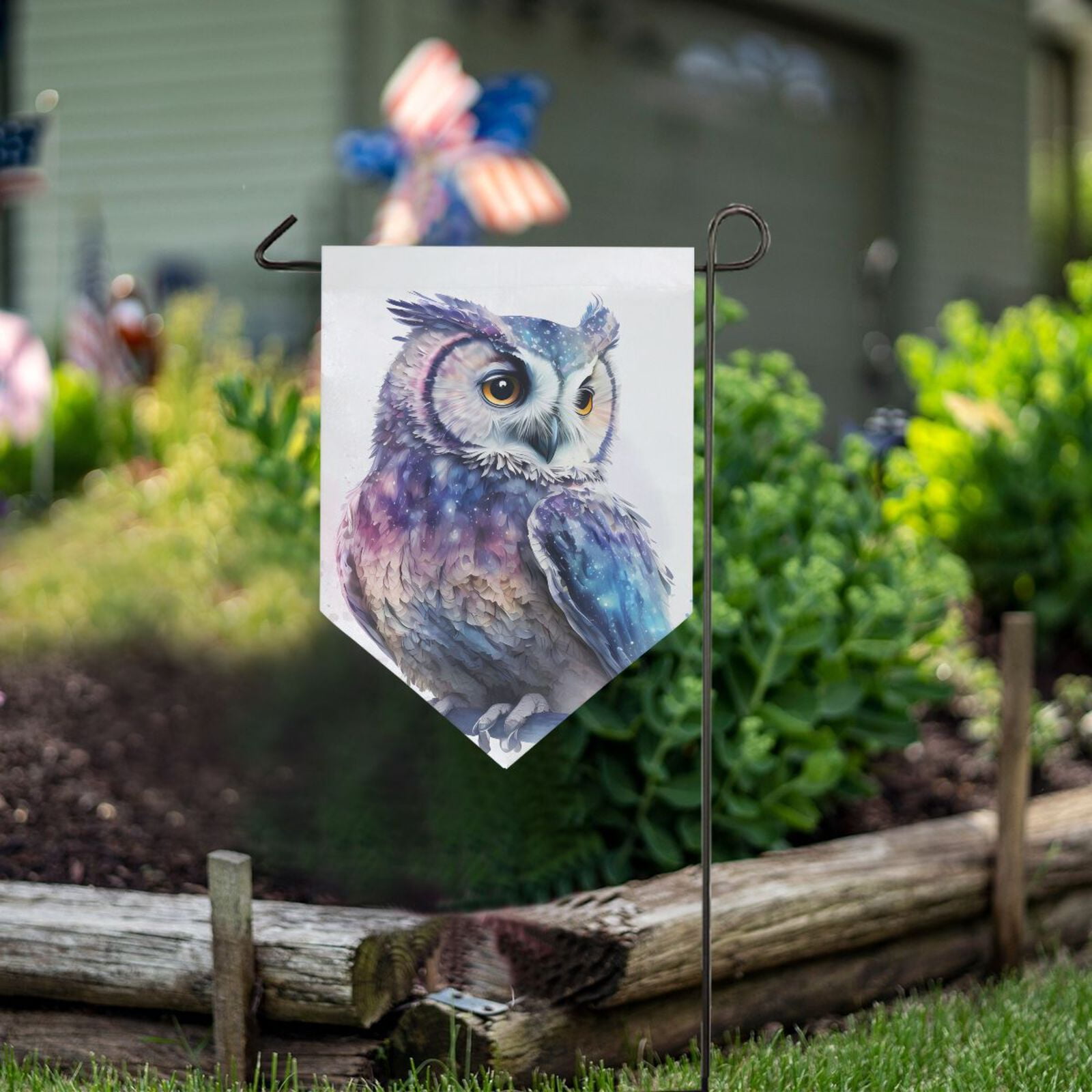 Colorful Owl Garden Flag 18" x 12.5" Double Sided Yard Lawn Outdoor ...