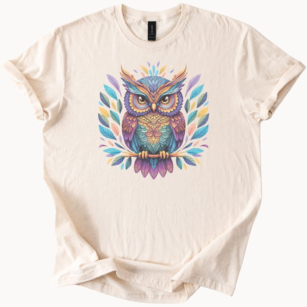 Colorful Owl Graphic T Shirt Artistic Boho Owl Tee Nature Inspired ...