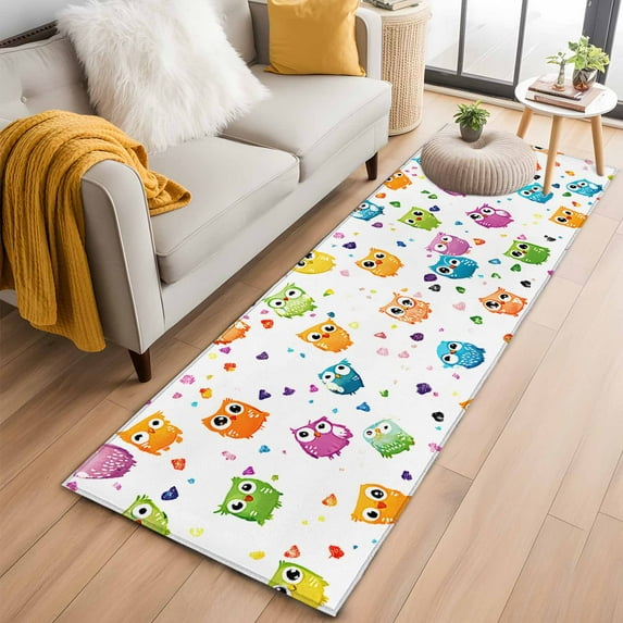 Colorful Owl Kitchen Runner Rug 2x6 Washable Runners for Hallway Non ...