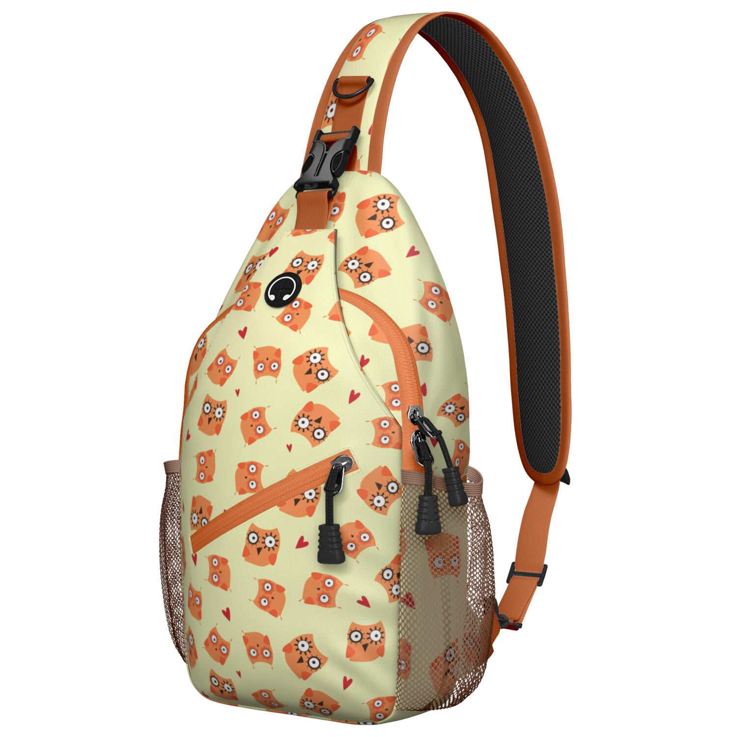 Colorful Owl Sling Backpack for Women, Fantasy Owl and Moon Art ...