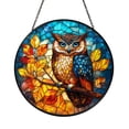 Colorful Owl Stained Glass Window Hanging – Artistic Nature-Inspired ...
