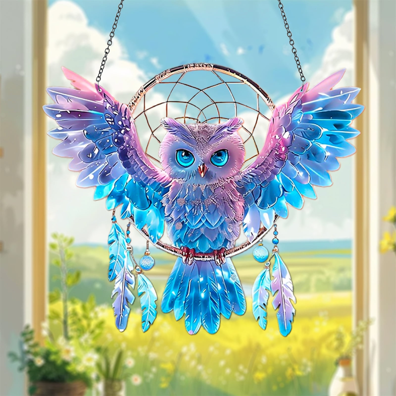 Colorful Owl Window Hanging, Colorful Owl Suncatchers for Windows ...