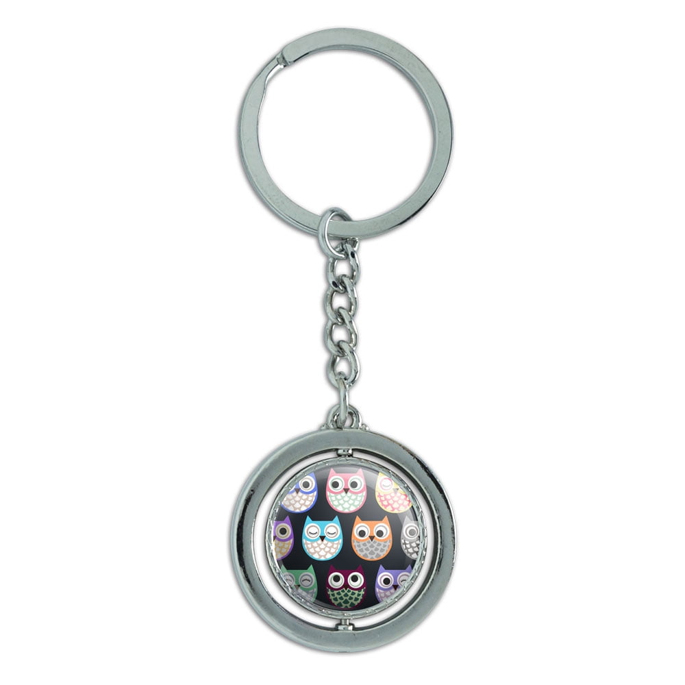 Colorful Owls Cute Pattern Spinning Circle Metal Keychain - Walmart.com