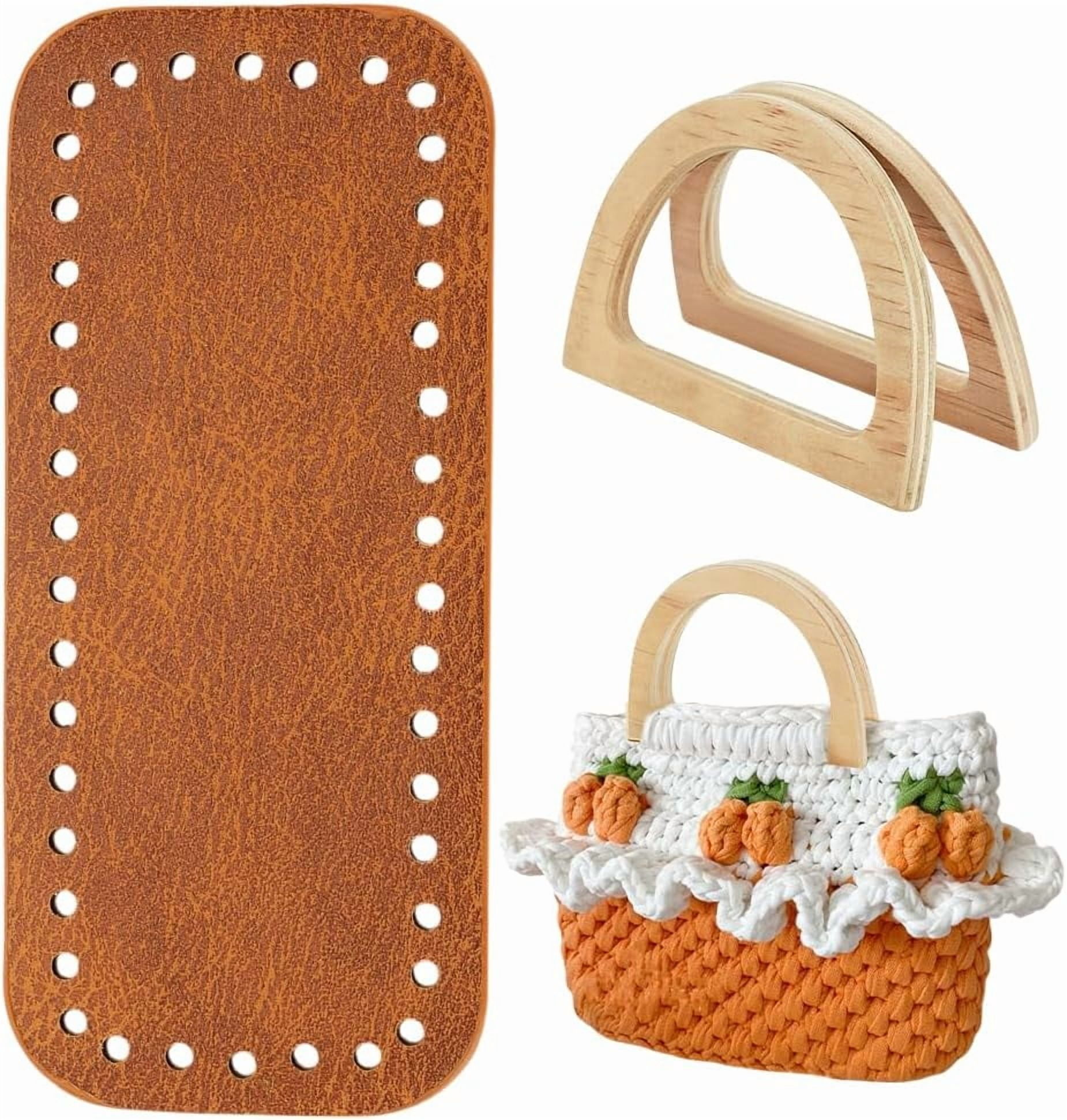 Colorful PH Crochet Bag Making Kit 7x3 inch Brown PU Leather Bag Bottom ...