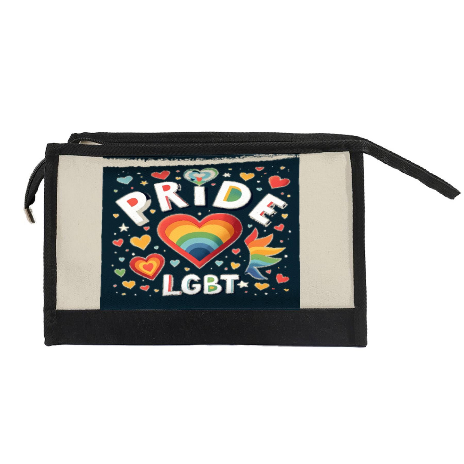Colorful PRIDE Cosmetic Canvas Pouch Bag - Multicolored Bold Letters ...