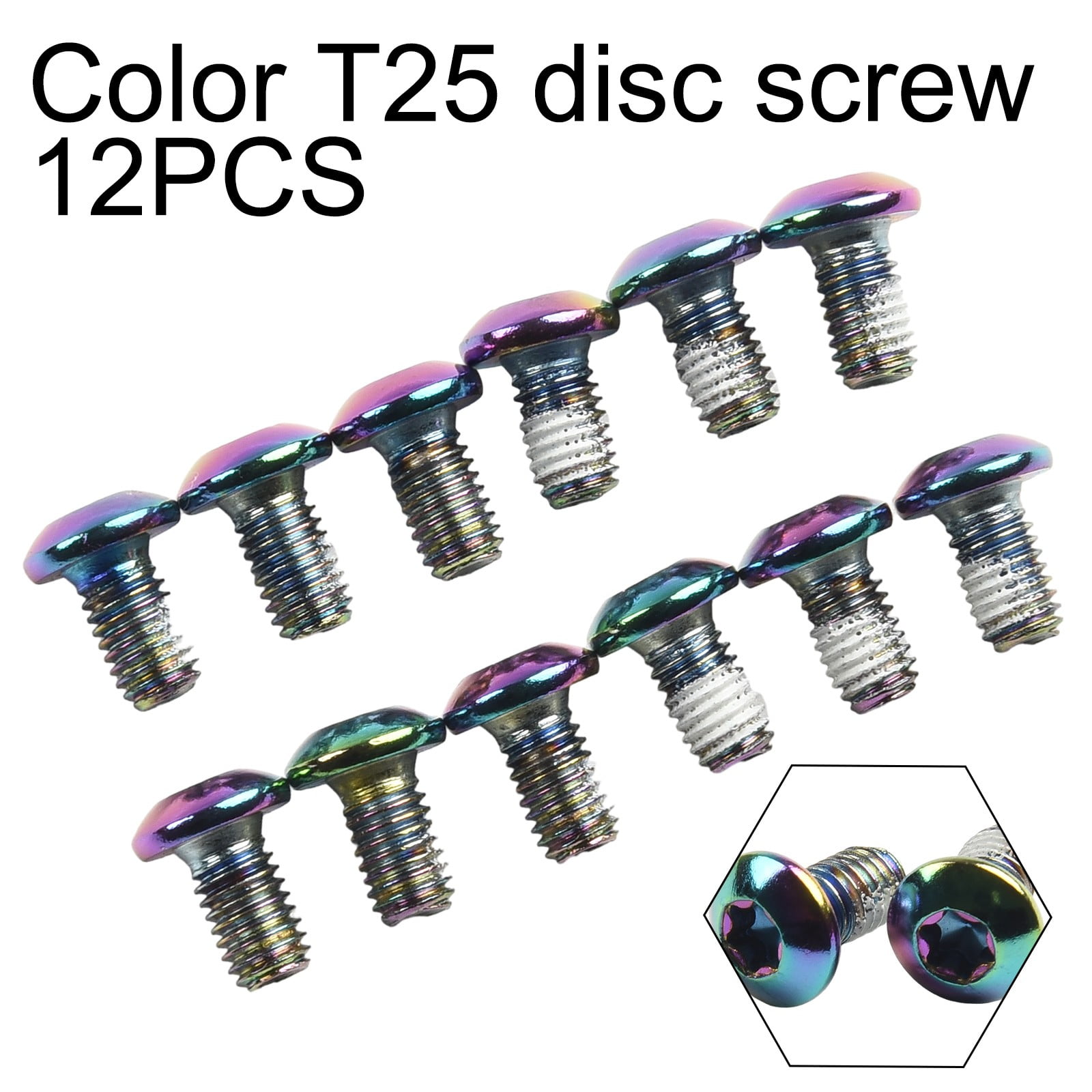 Colorful PRO Oil Slick Stainless Disc Brake Rotor Bolts (12 Pack) M5 X ...
