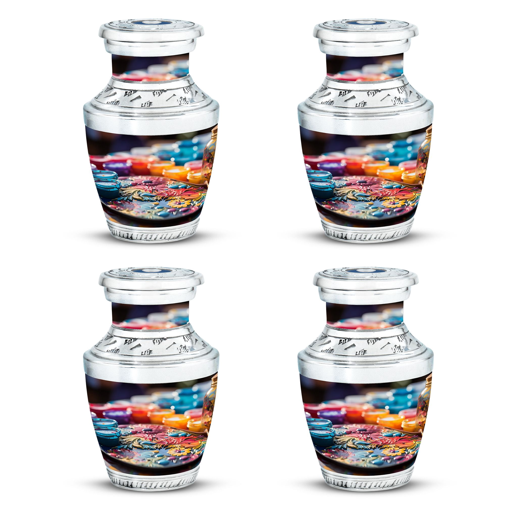 Colorful Paint Pots and Brush Sleek Miniature Keepsake Urn - Modern ...