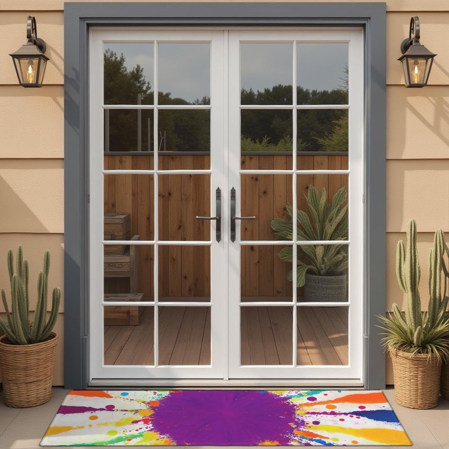 Colorful Paint Splash Burst Door Rugs,Washable Non Slip Door Mats ...