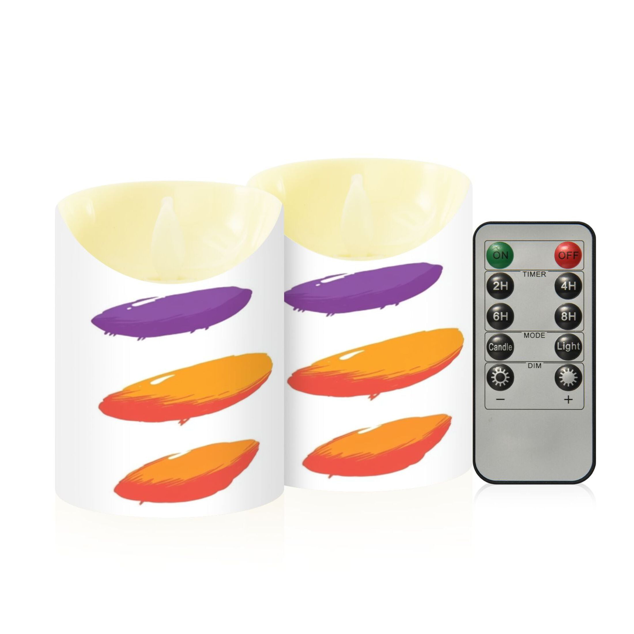 Colorful Paint Splashes Flameless Candles 2 PCS with Remote Realistic ...