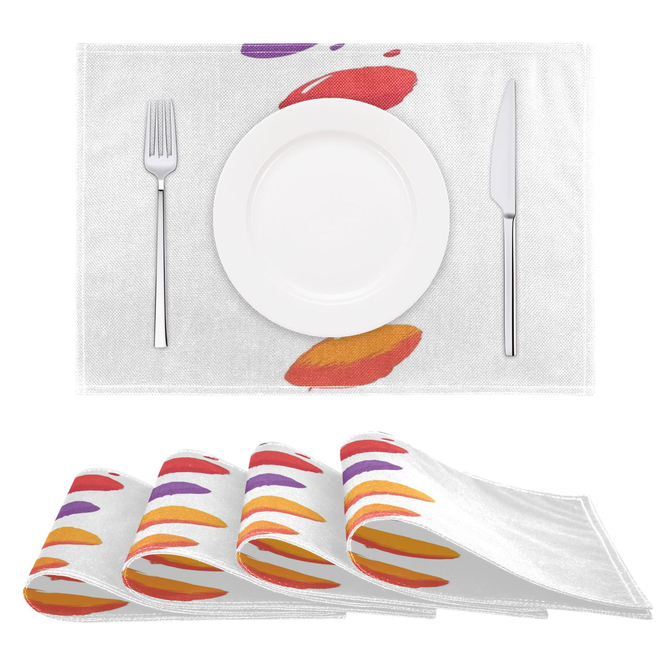 Colorful Paint Splashes Reversible Placemat Set of 4 Non Slip Coffee ...