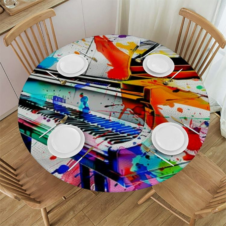 Colorful Paint Splashes Round Table Cover Stain Resistant Indoor ...