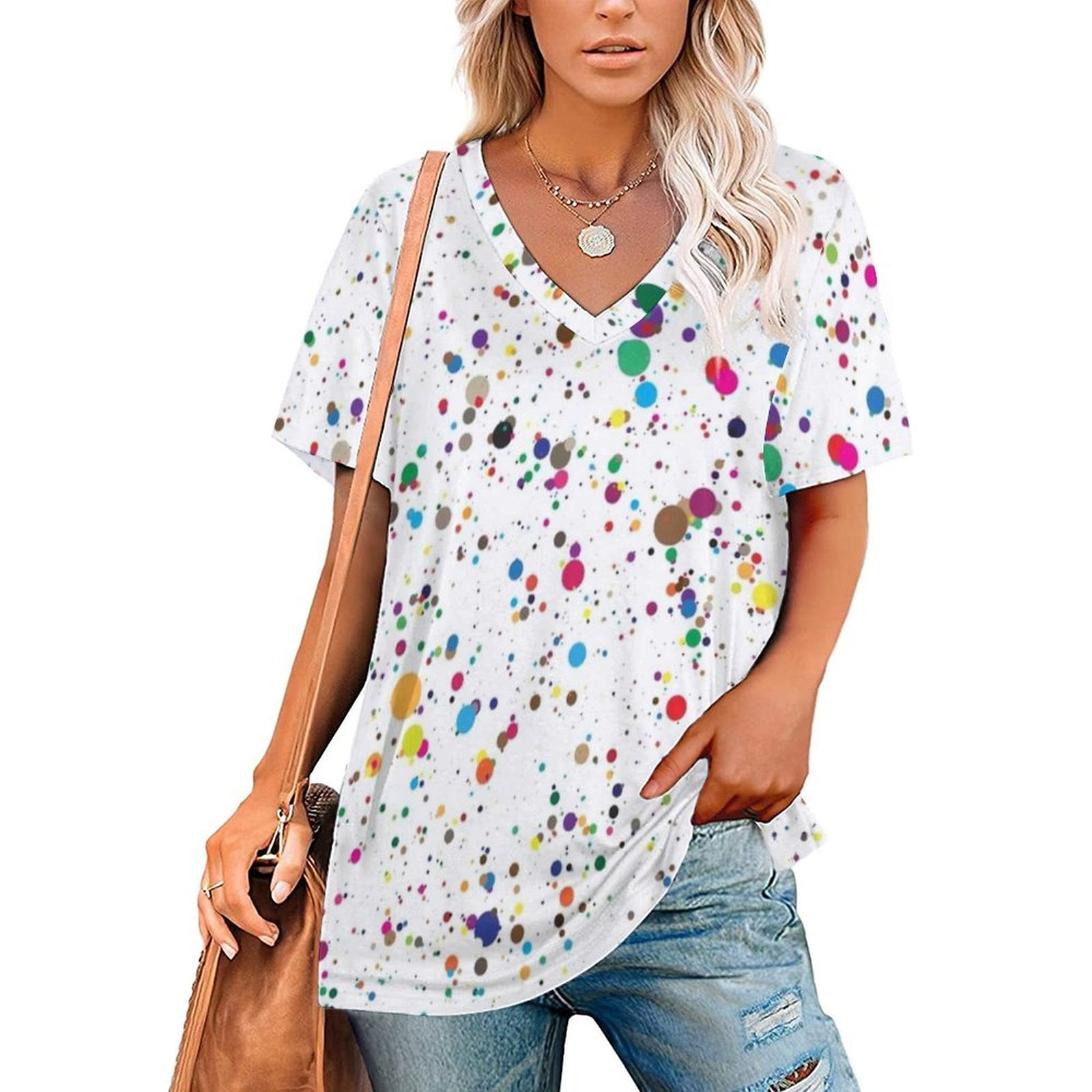 Colorful Paint Splatter Confetti Sexy And Club Fashion Female T-Shirt ...